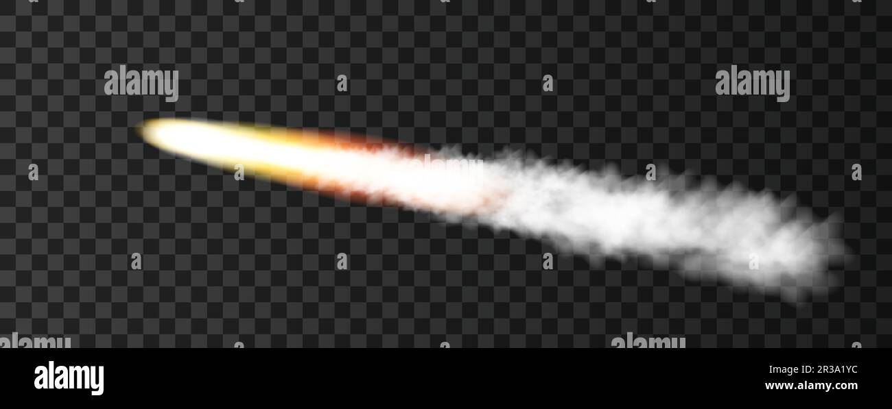 Smoke from military rocket launch. Plane track or missile trail ...