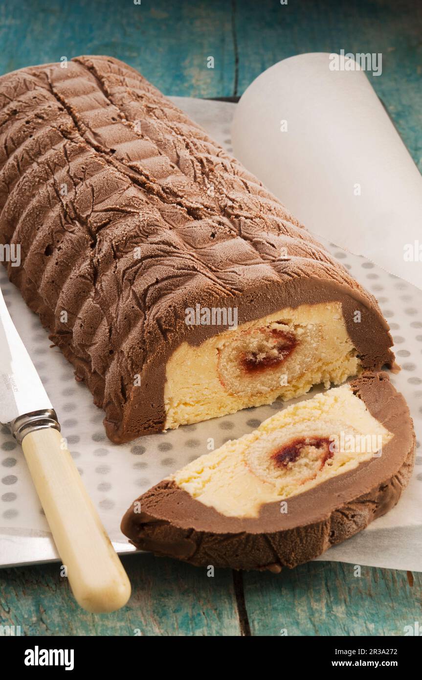 Frozen lamington log Stock Photo - Alamy