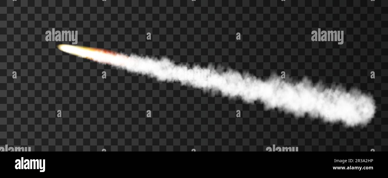Smoke from military rocket launch. Plane track or missile trail ...