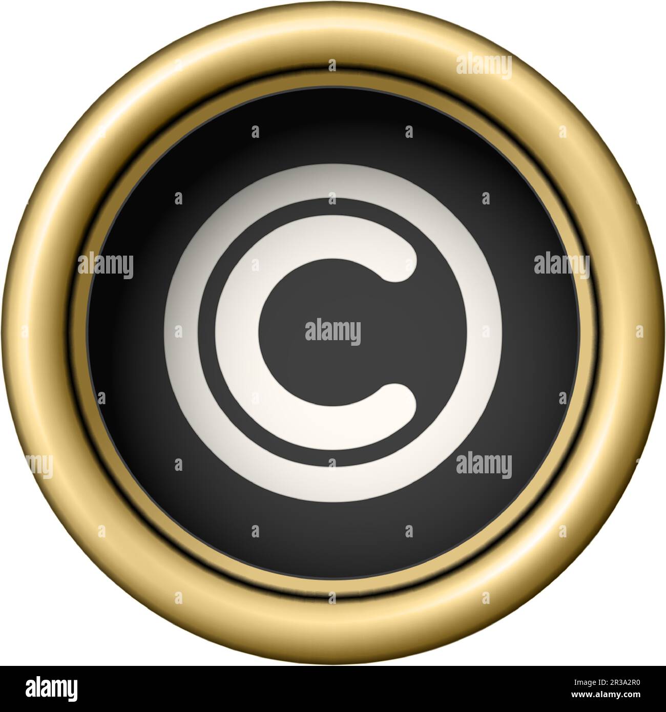 Copyright Symbol. Vintage golden typewriter button isolated on white ...