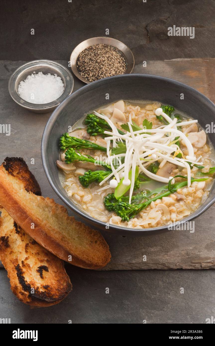 Hot and sour mushroom and barley soup Stock Photo - Alamy