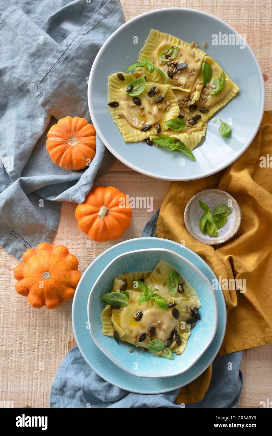 Ravioli with pumpkin and ricotta Stock Photo - Alamy