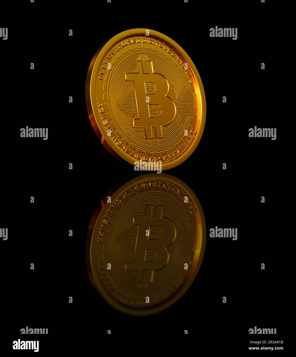 Golden Bit Coin isolated with black background Stock Photo - Alamy