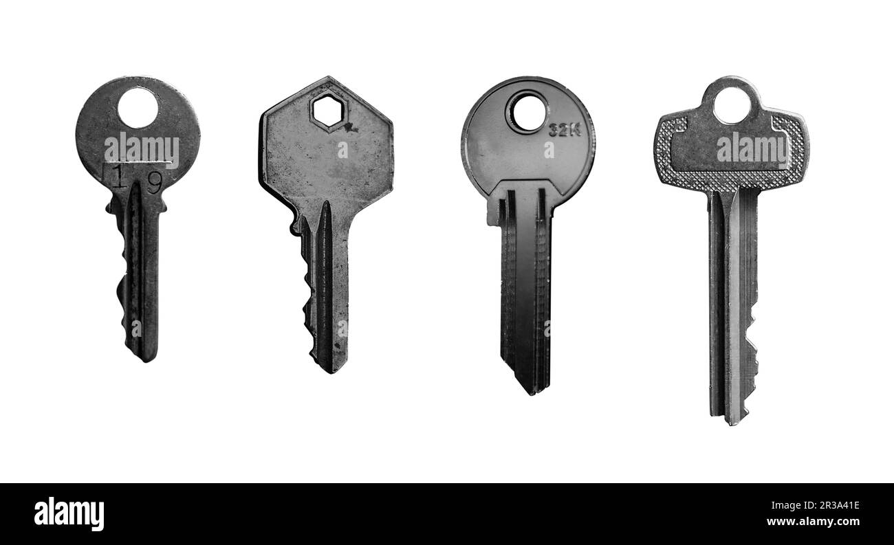 set of different four keys isolated with white background Stock Photo - Alamy