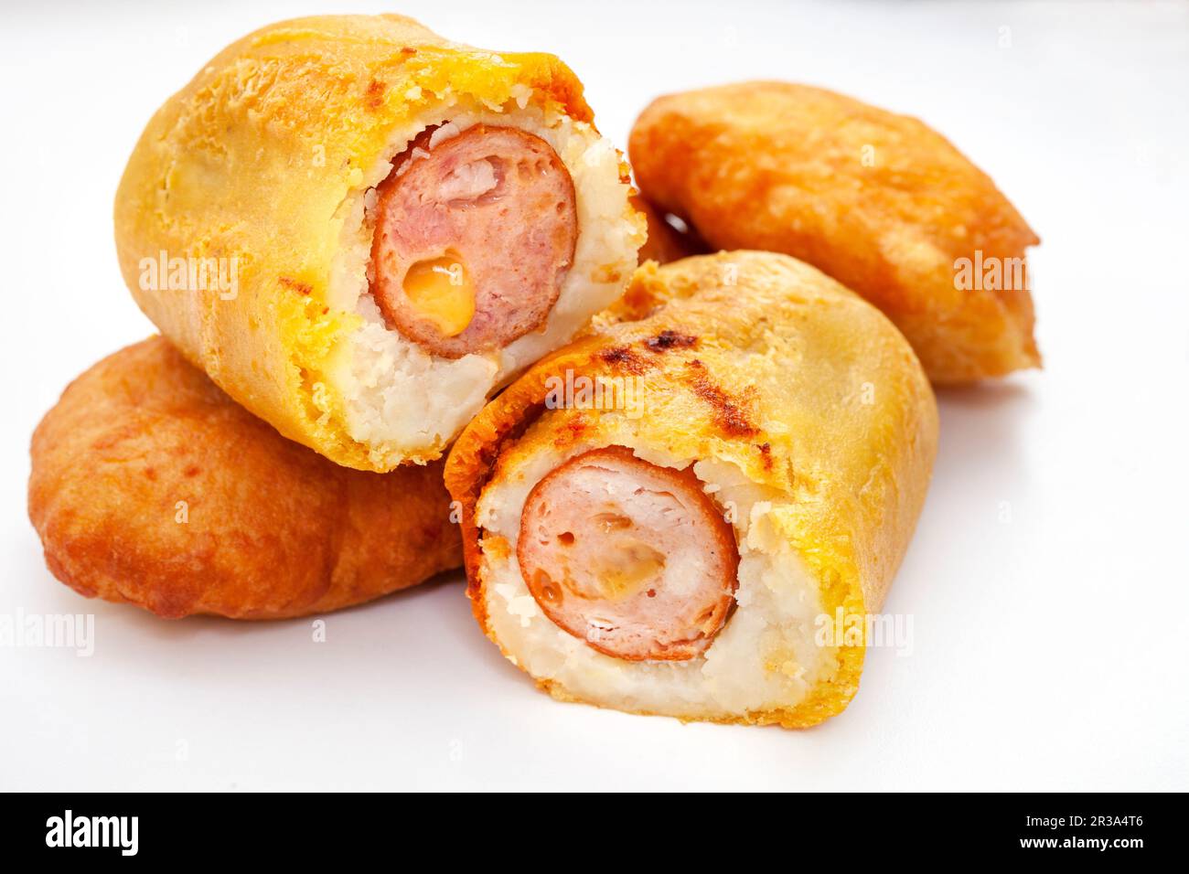 Traditional South African Russian sausage Sputnik or deep fried mash ...