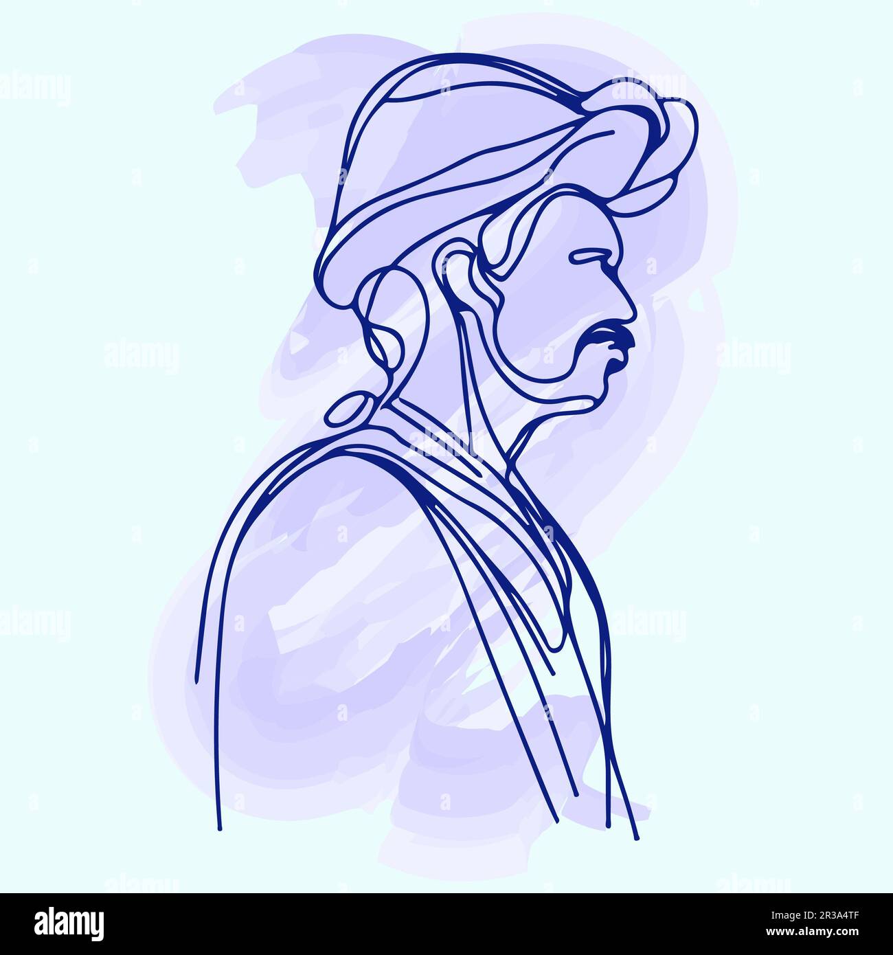 Indian farmer line art vector silhouette Stock Photo - Alamy