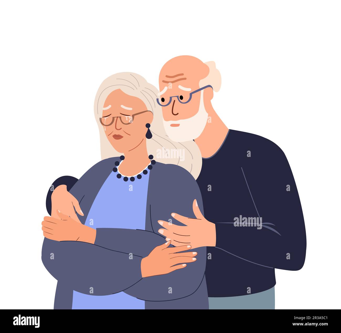 Aged Man hug,supporting and comforting his crying woman,partner in ...
