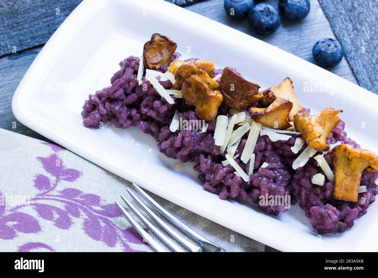 blueberry risotto with chanterelle mushrooms and shaved Parmesan Stock ...