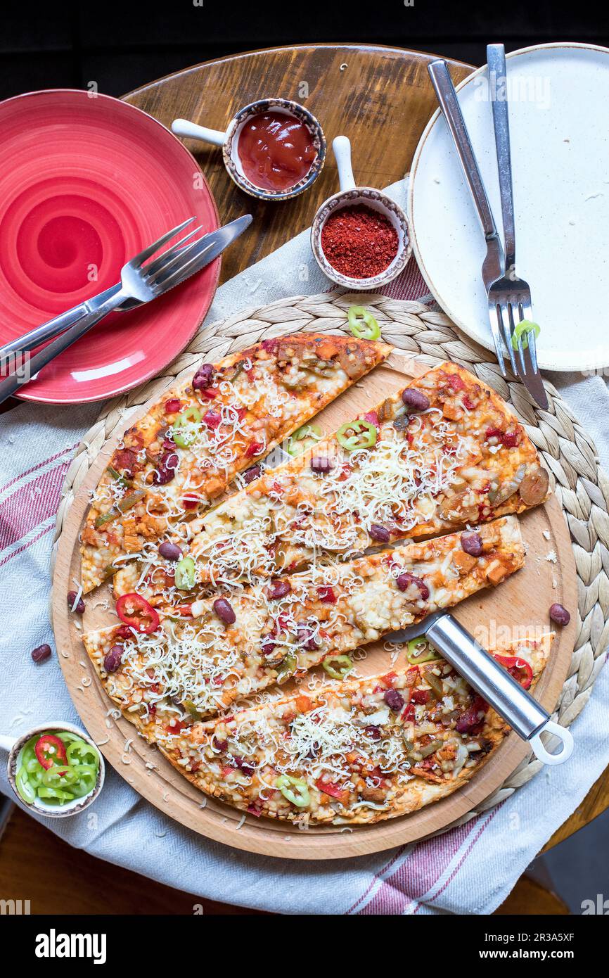 A Mexican bean pizza Stock Photo - Alamy