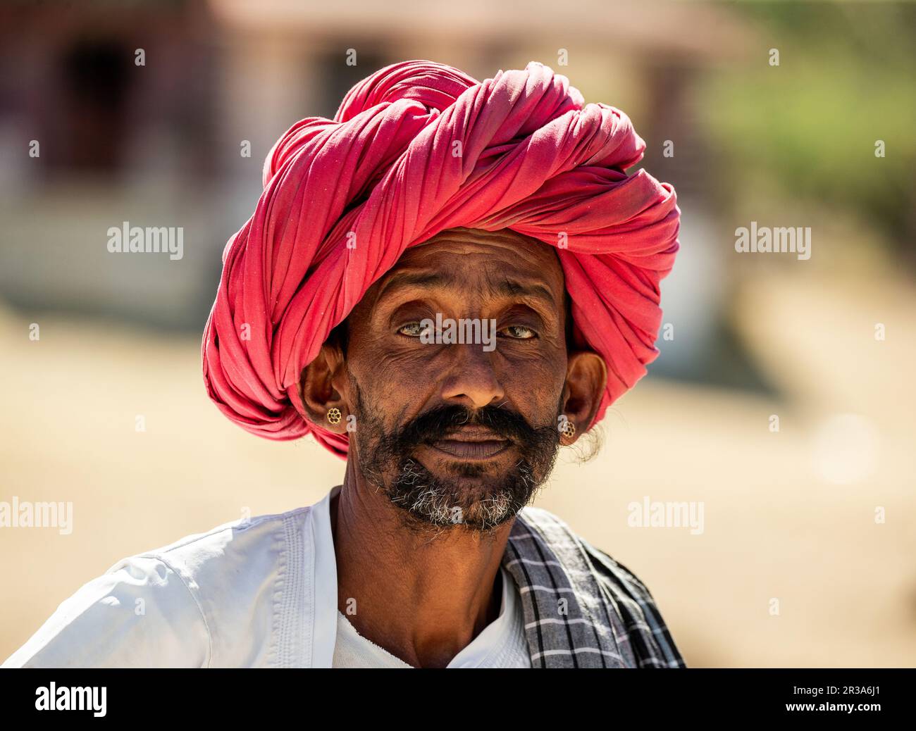 Portrait of a man of the Rabari ethnic group in a national headdress ...