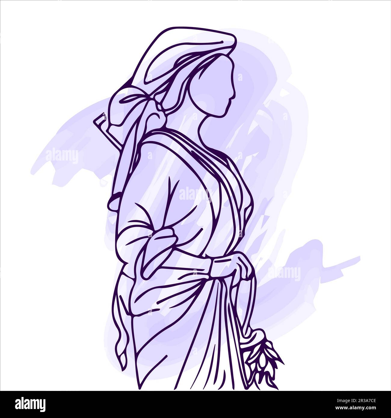 Indian farmer line art vector silhouette Stock Photo - Alamy