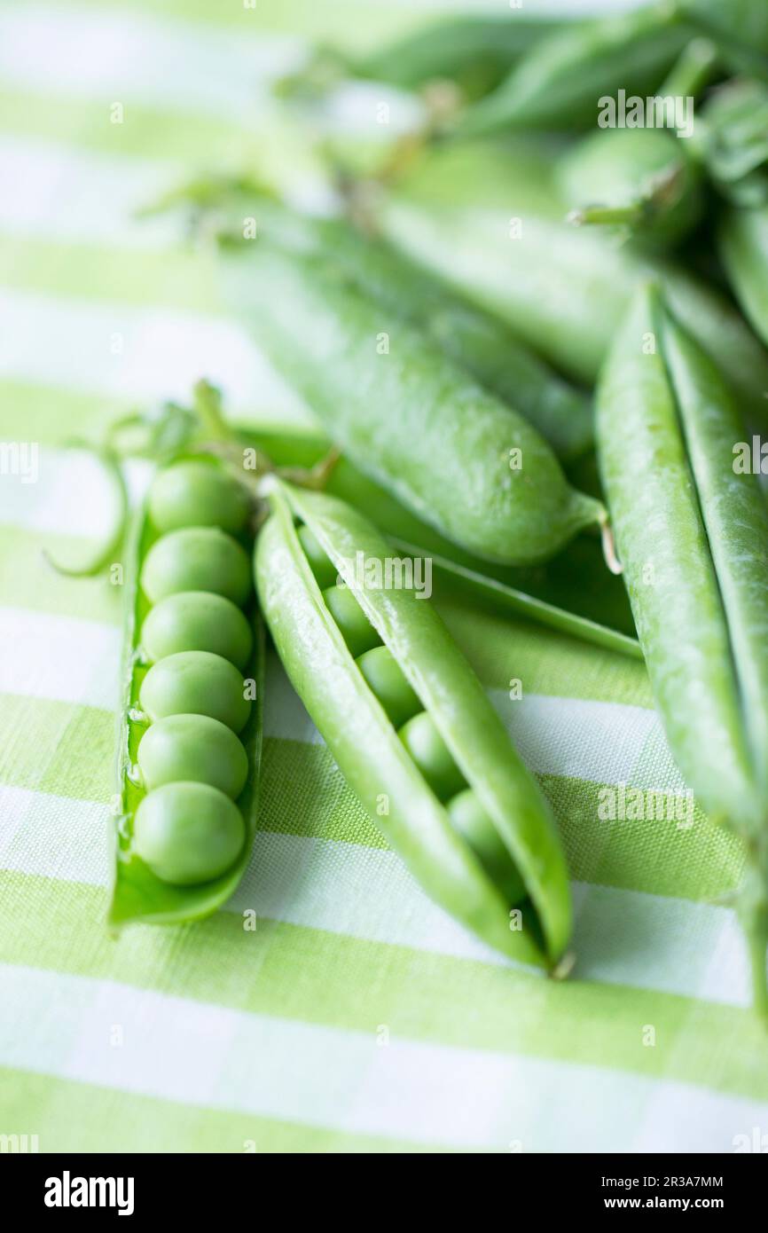Whole pea pods being prepared for cooking Stock Photo - Alamy