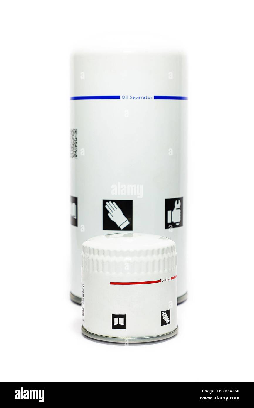 Oil filters for the compressor on a white background. High quality ...
