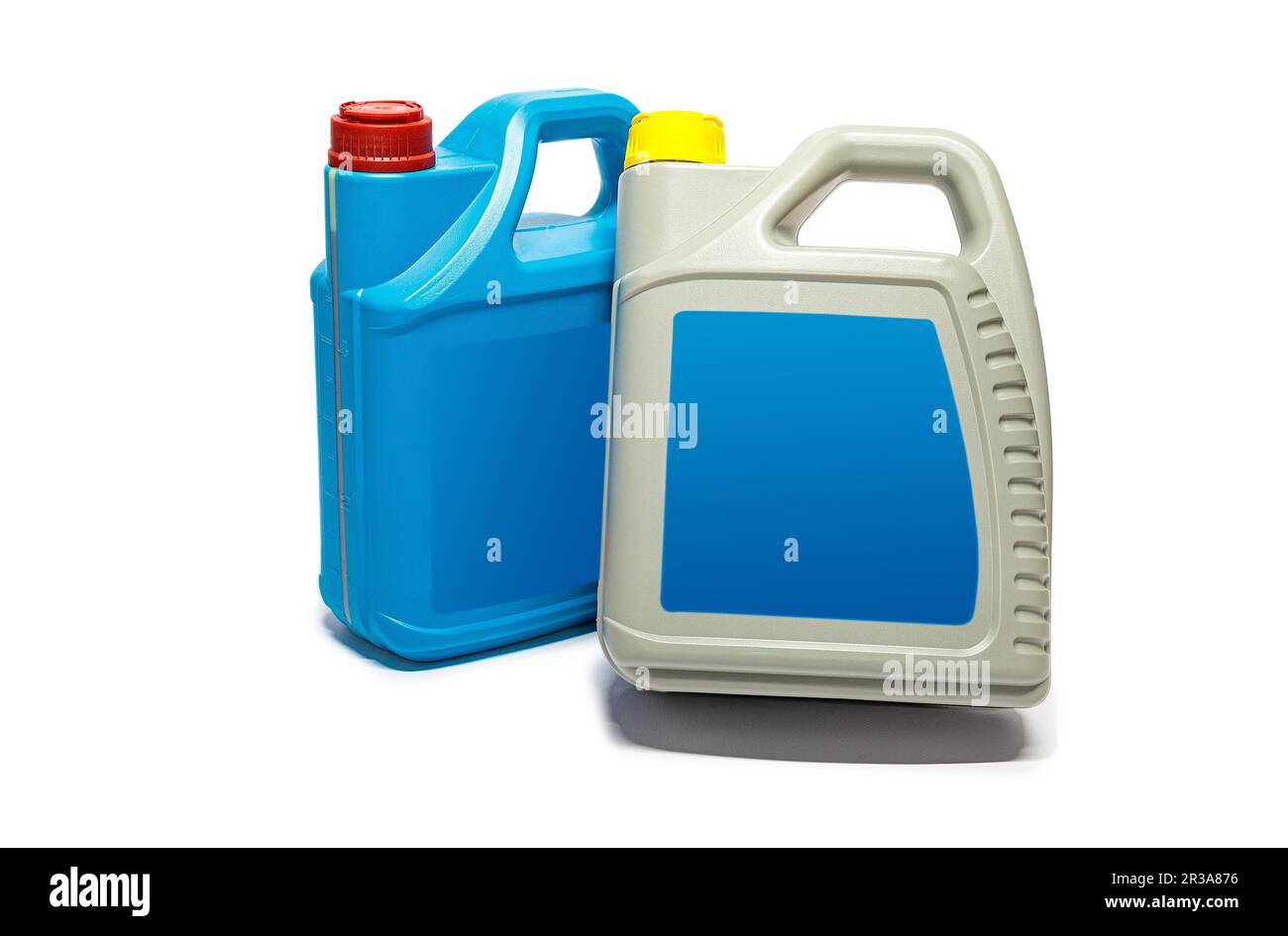 Plastic canister with compressor oil on a white background. High ...