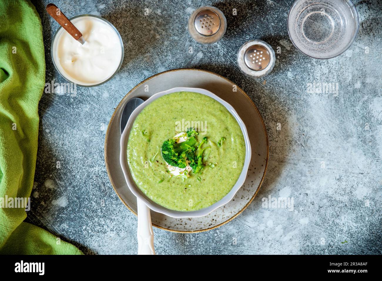 Broccoli soup from above Stock Photo - Alamy