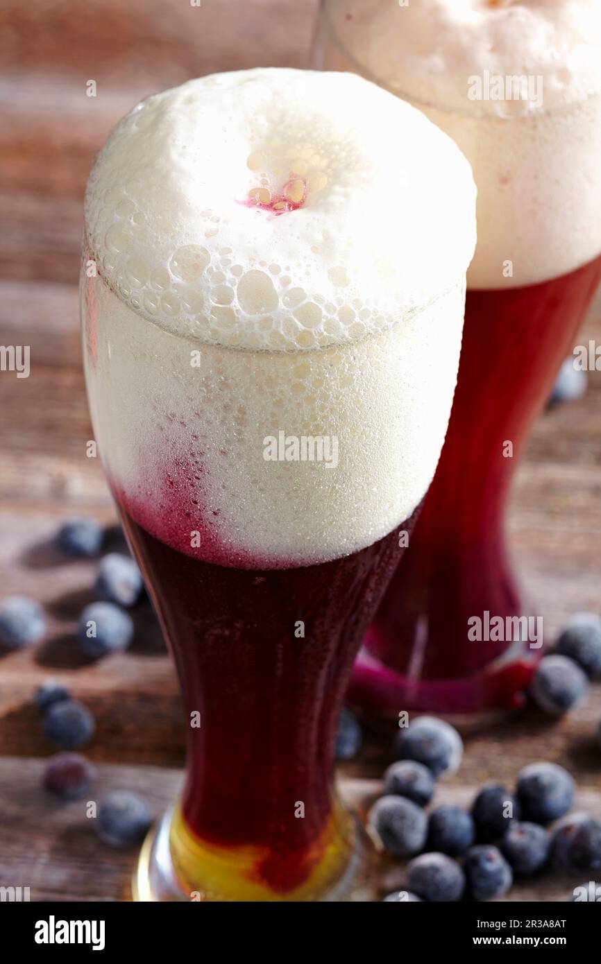 Black Forest blueberry beer with blueberry juice and wheat beer Stock ...