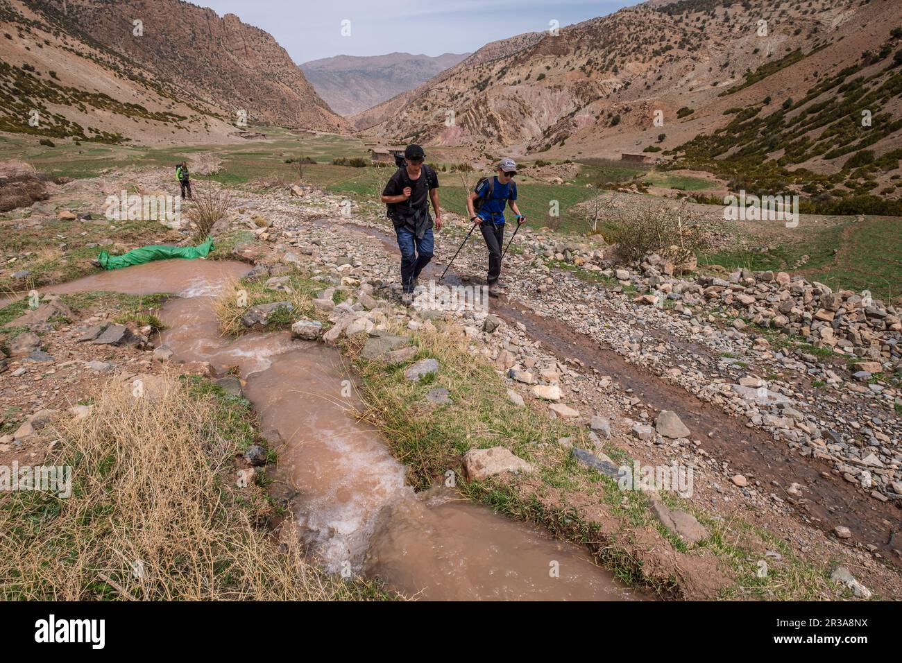 trekkers on the route to Azib Ikkis, M Goun trek, Atlas mountain range ...