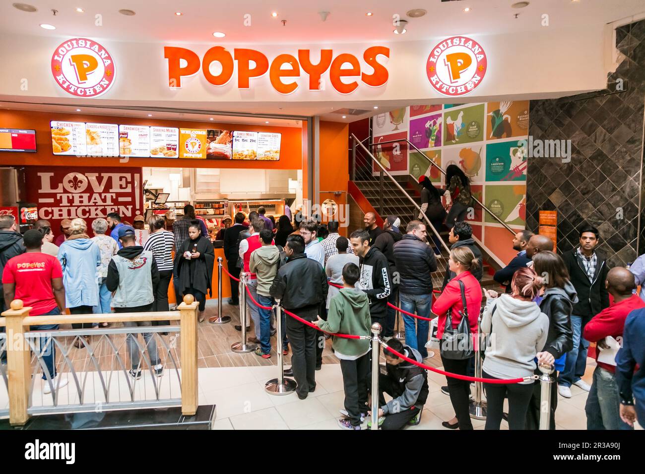 Customers at a Popeyes Take Out Fast Food Restaurant Stock Photo - Alamy