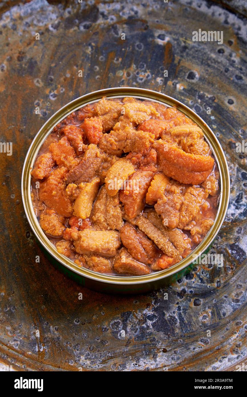 Sea urchin roe in a can Stock Photo - Alamy
