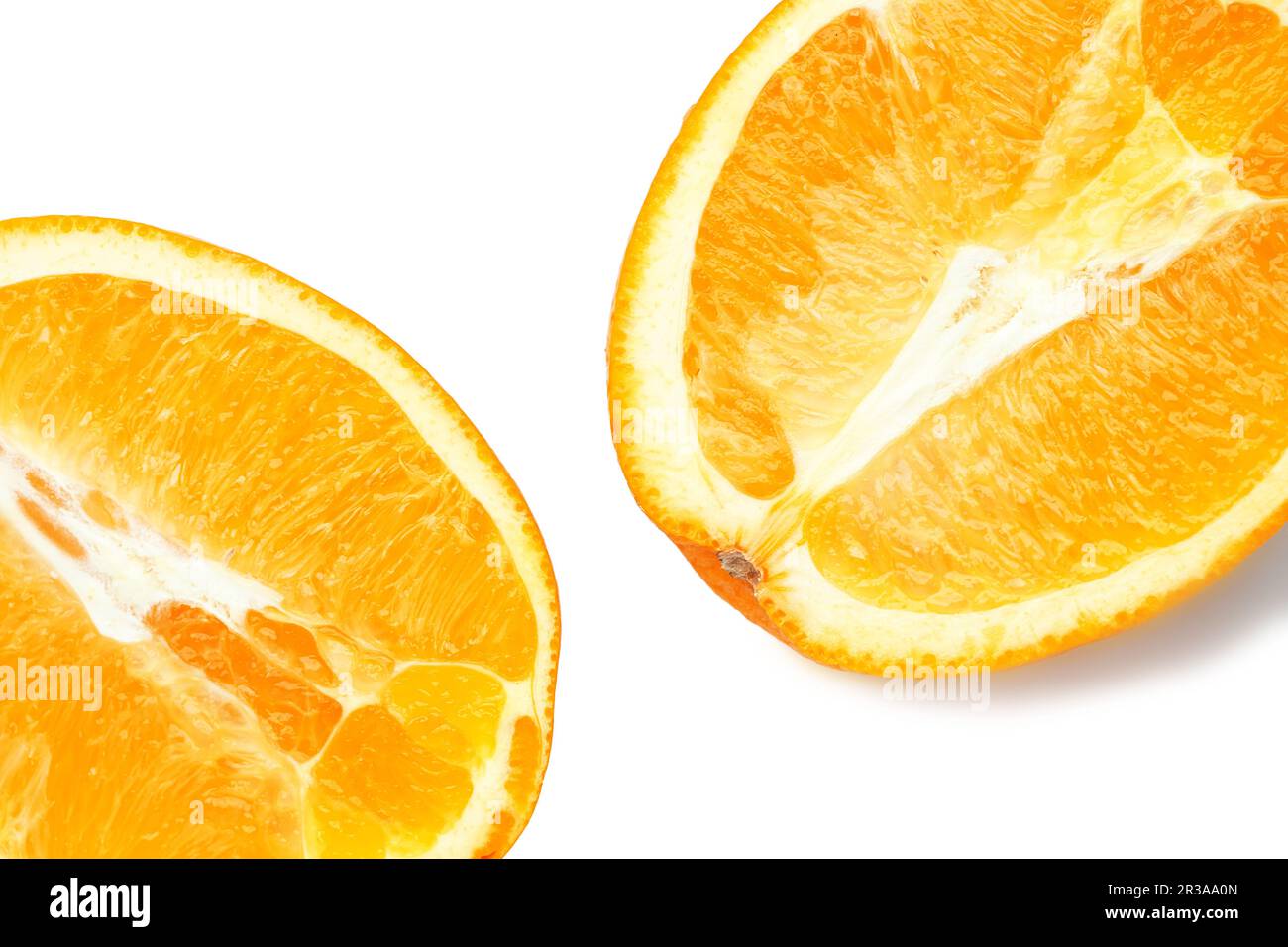 Two half juicy ripe orange fruit isolated on white background Stock ...