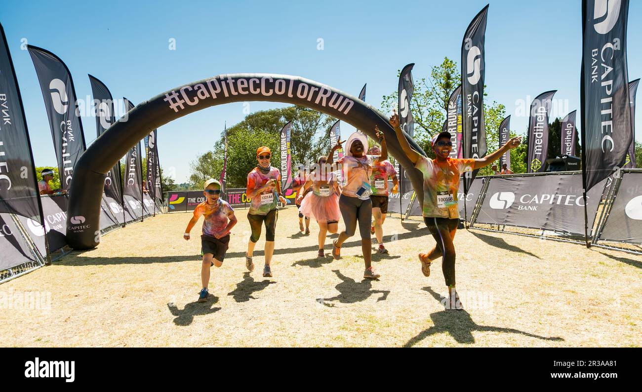 Diverse people running in The Color Run Marathon in Johannesburg Stock ...