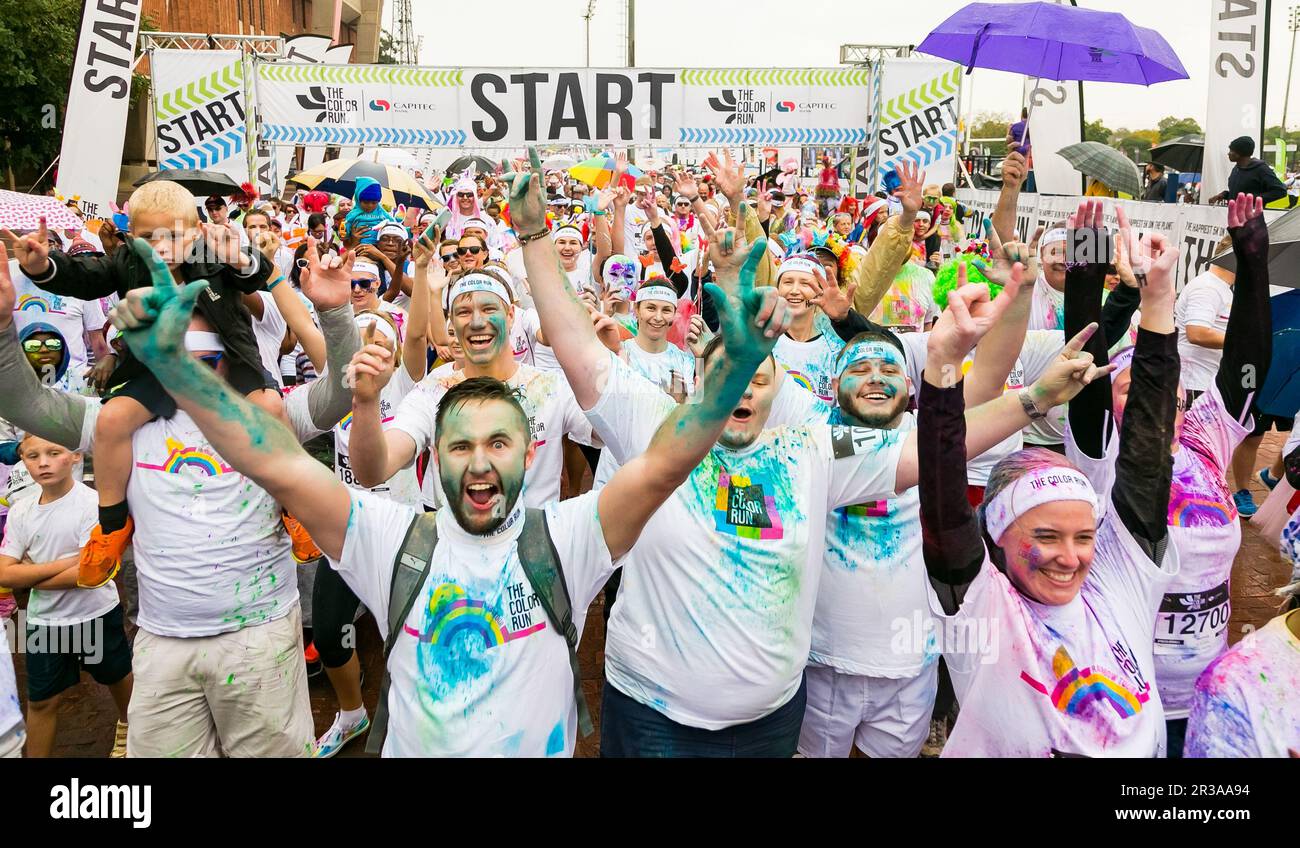Diverse people running in The Color Run Marathon in Pretoria Stock ...