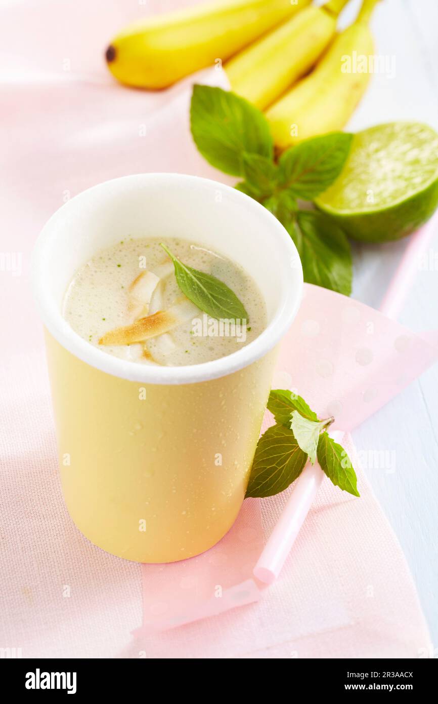 Banana and coconut smoothie with Thai basil, cinnamon, cardamom and ...