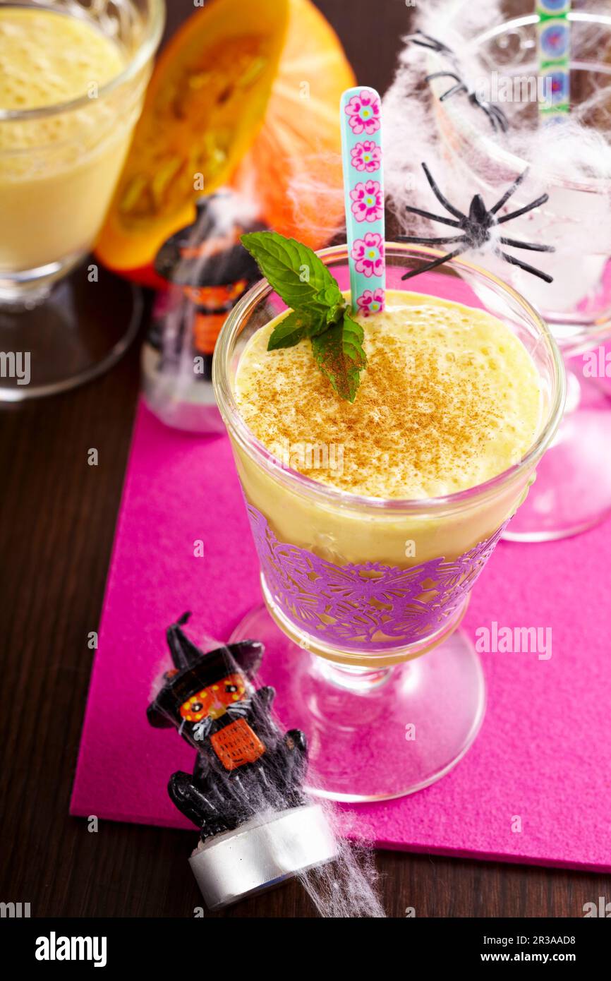 Pumpkin shake (pumpkin milkshake with milk, spices, rum and vanilla ice ...
