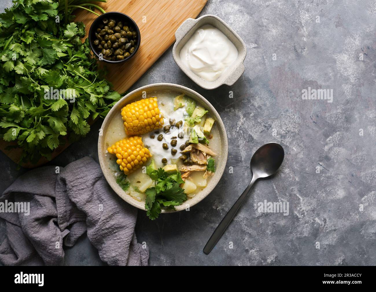 Ajiaco Colombiano - patato soup common in Colombia, Cuba and Peru ...