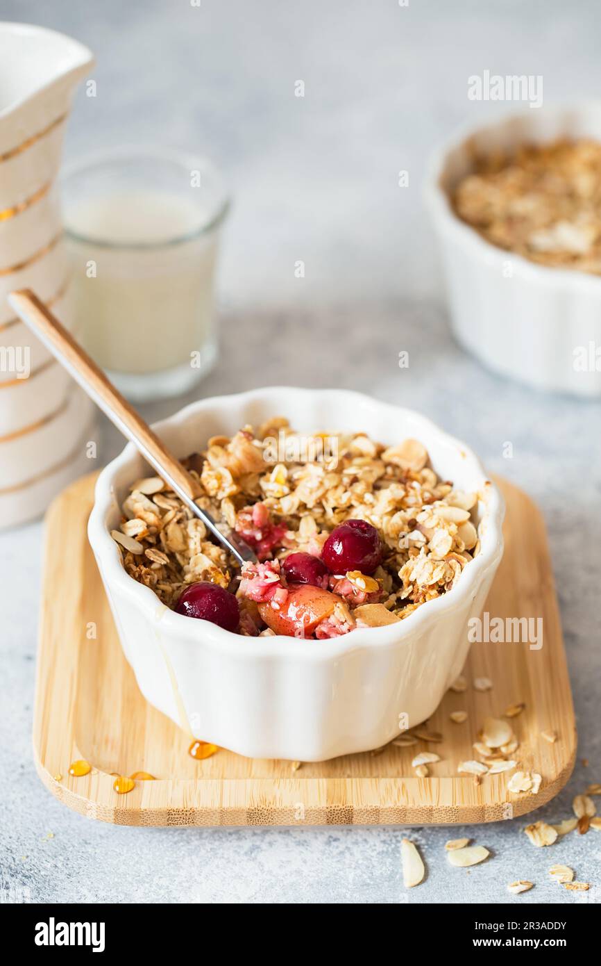 Cherry and Apricot crumble pie. Fruit Crumble with Any Kind of Fruit ...