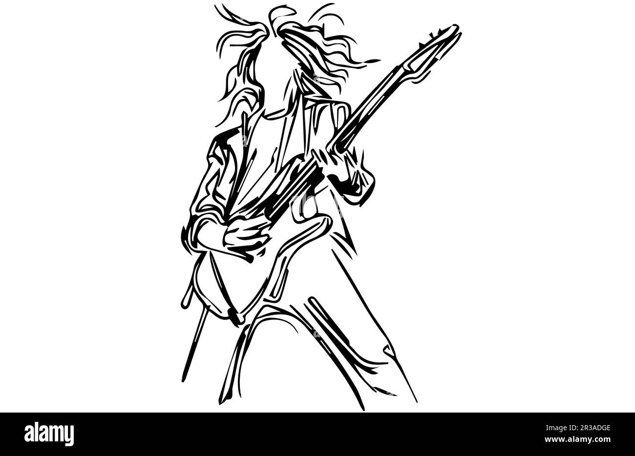 Rockstar line art vector silhouette Stock Photo - Alamy