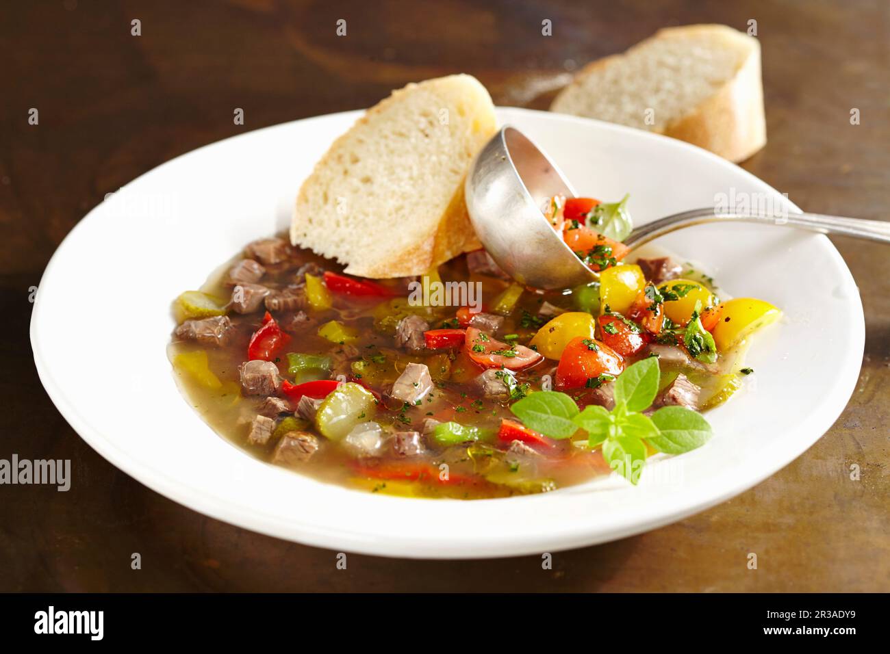 Roast beef stock with cherry tomato vinaigrette and white bread Stock ...