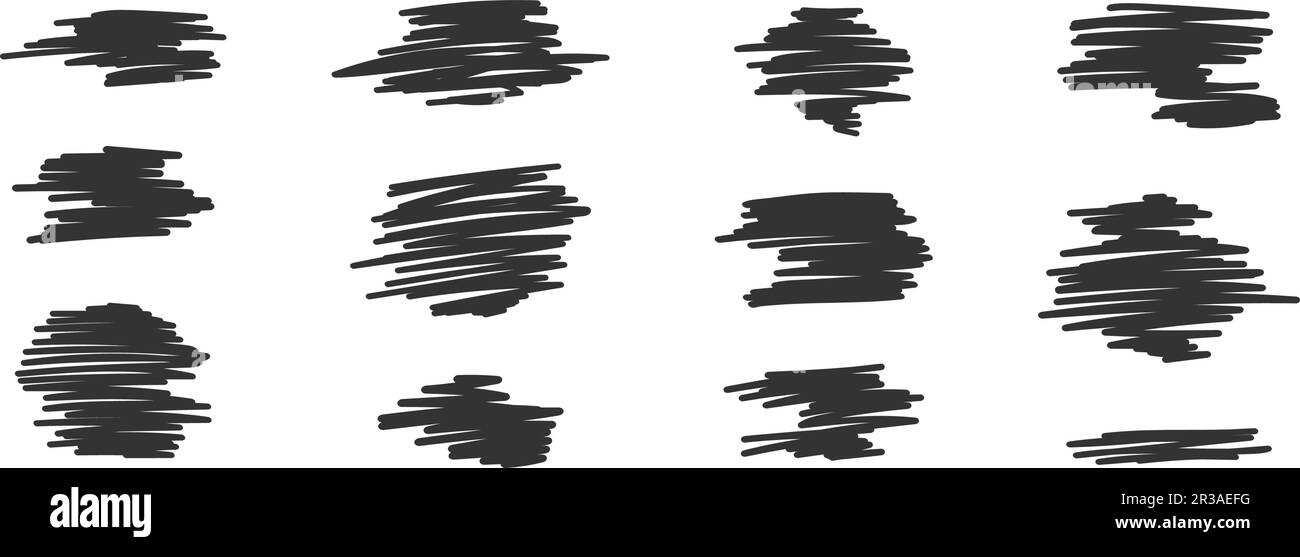 Set of marker, pencil, pen or ink scribbles. Abstract crosshatch ...