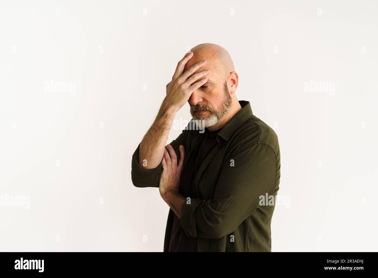 Man making facepalm gesture, expressing frustration and disappointment ...