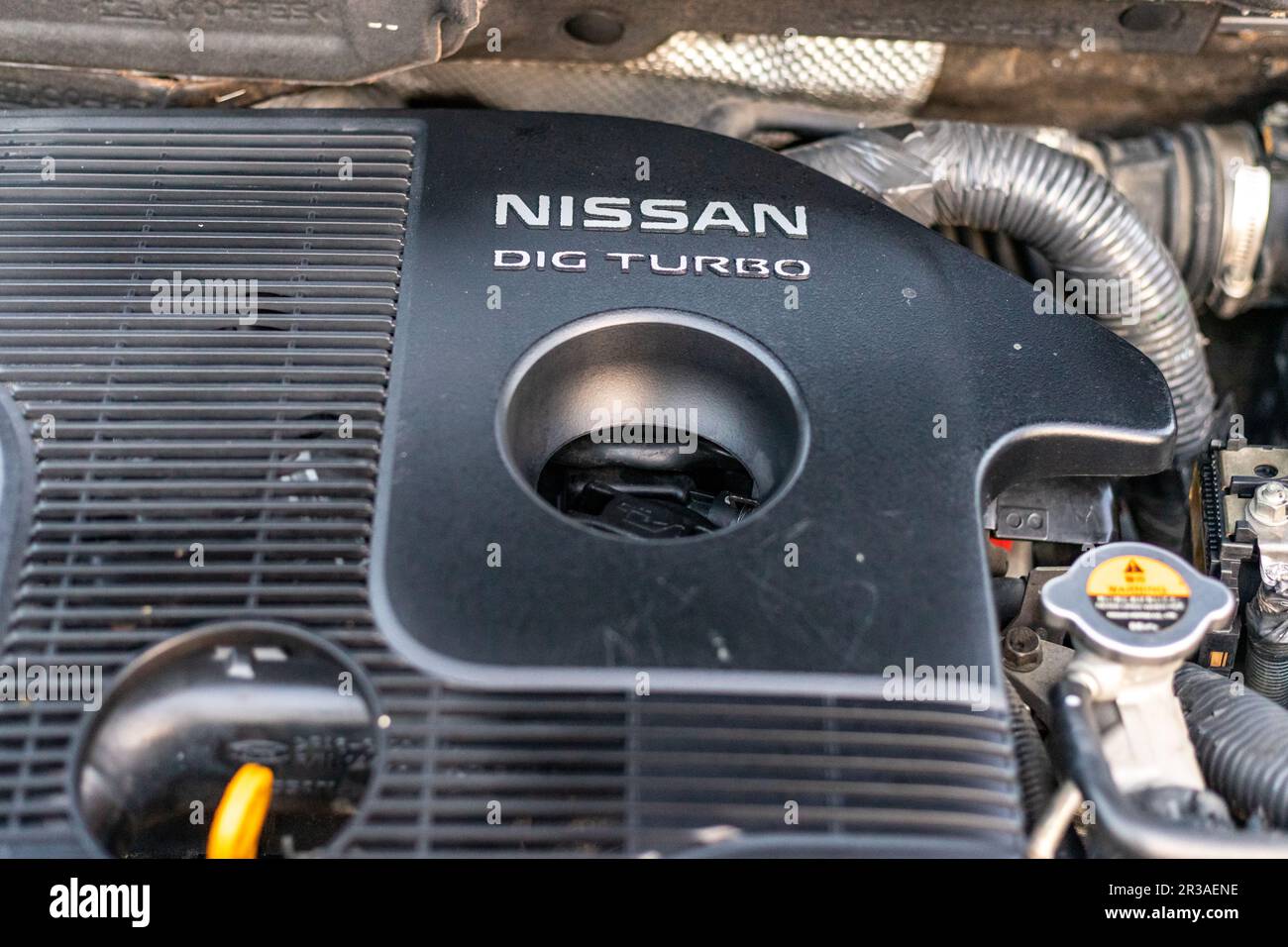 Nissan Juke DIG turbo engine closeup view Stock Photo - Alamy