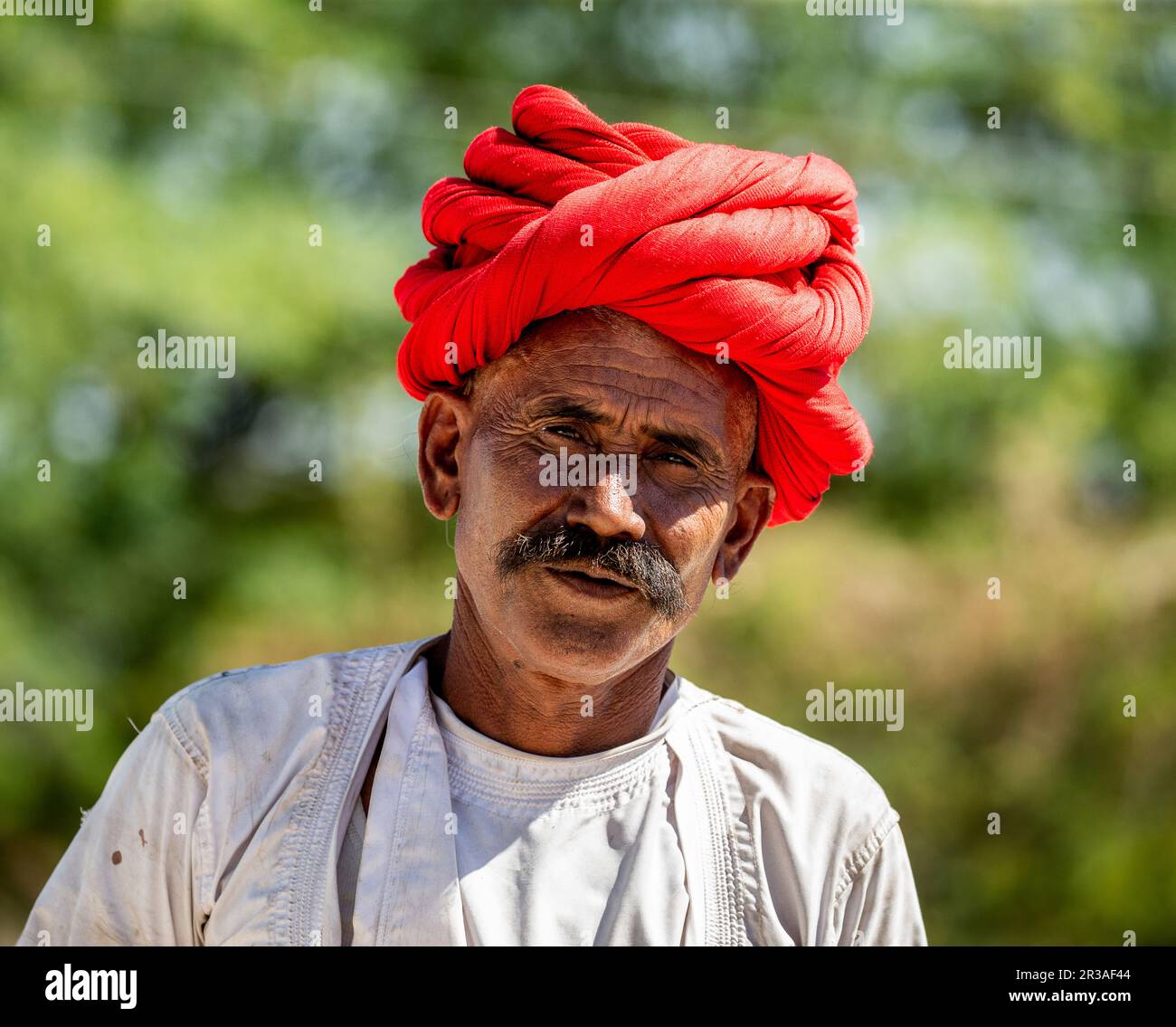 Portrait of a man of the Rabari ethnic group in a national headdress ...