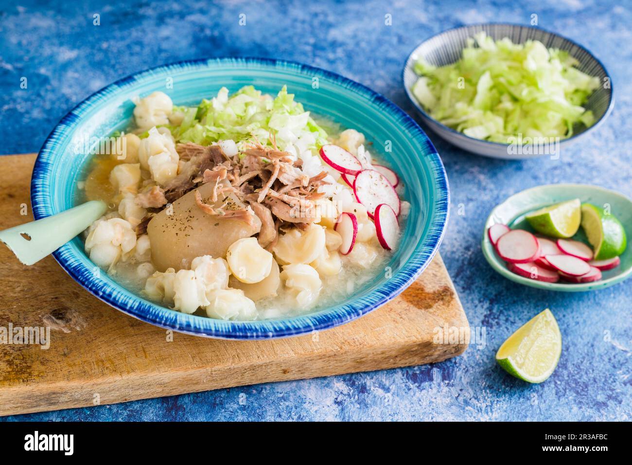 Pozole (corn stew, Mexico) with pork Stock Photo - Alamy