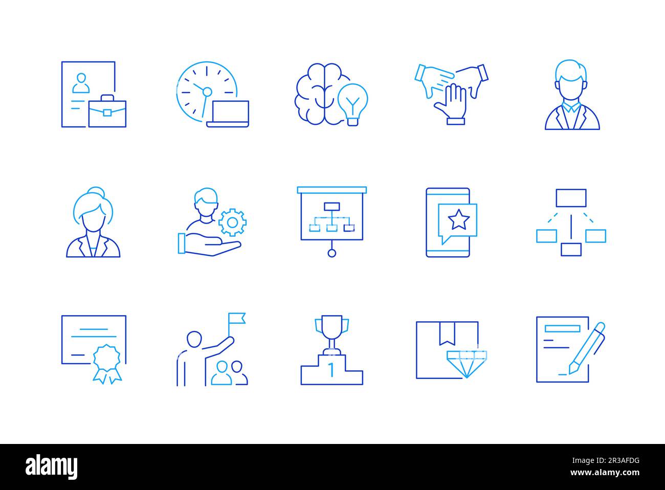 Business and goals achievement - set of modern line design style icons ...