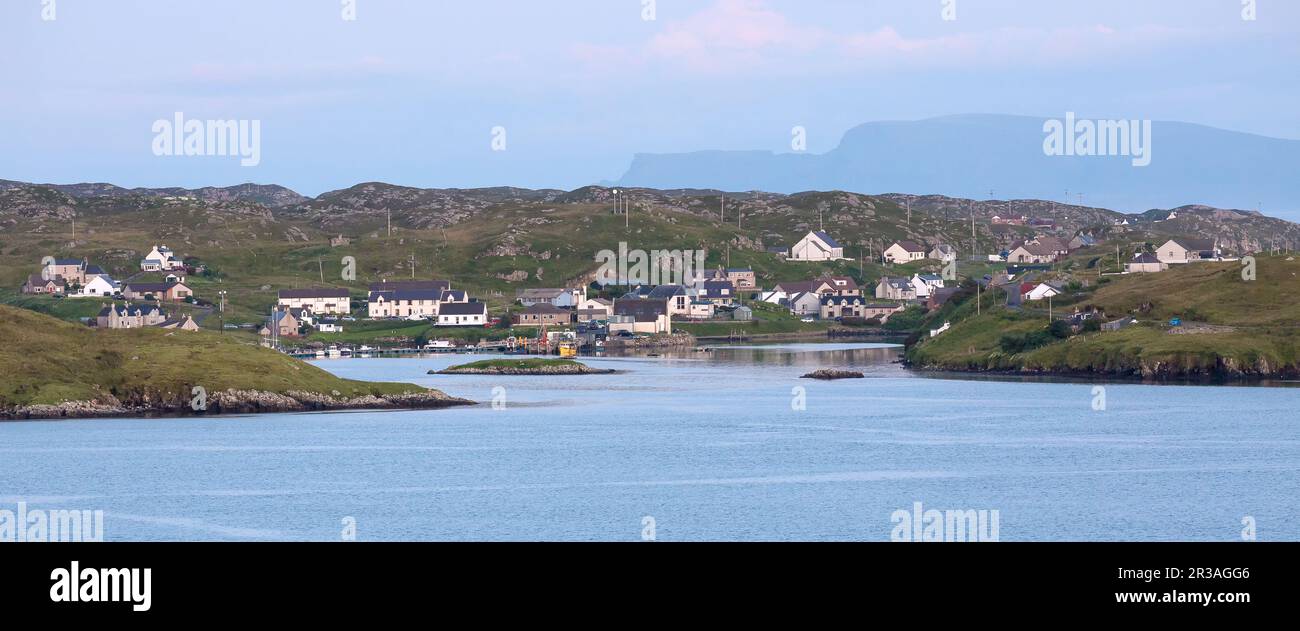Scalpay of Harris Village Coastline Panorama, North Harbour, Scalpay of ...