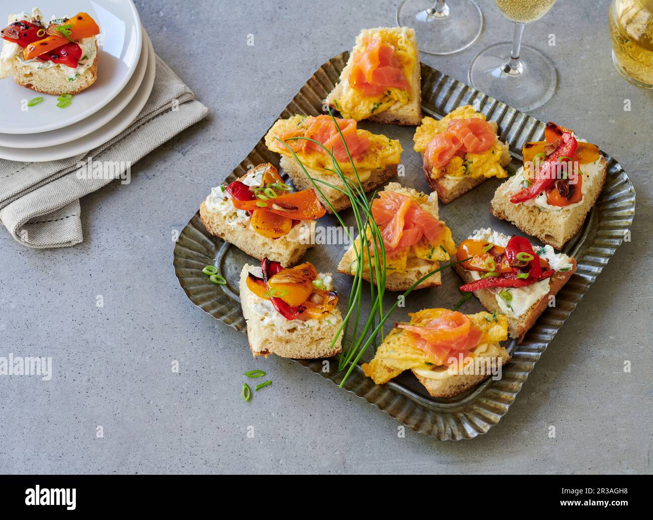 Two types of party canapés on a platter Stock Photo - Alamy