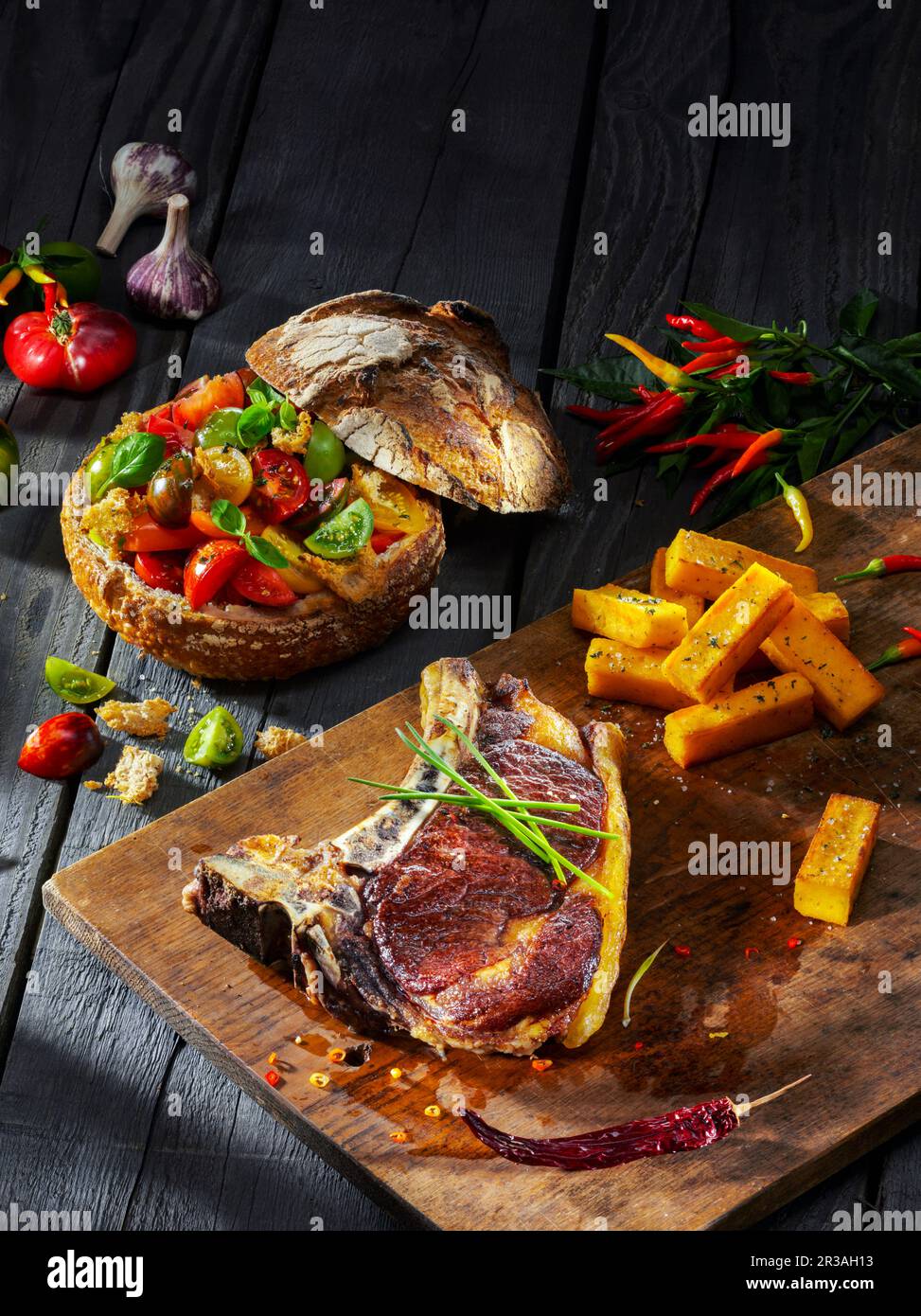 Dry-aged roast beef with stuffed bread Stock Photo - Alamy
