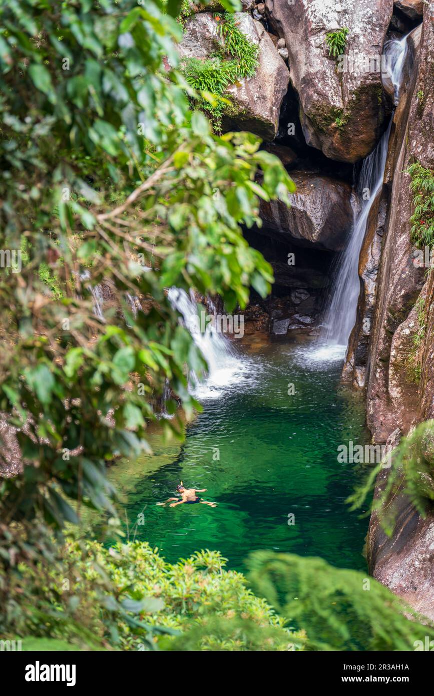 Refreshing swim in the middle of the jungle with cascading waterfalls ...