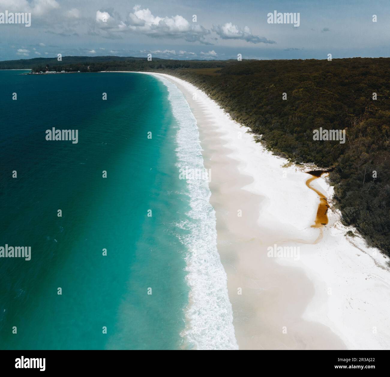 Panorama Aerial Drone Picture of the white sand Hyams beach in New ...