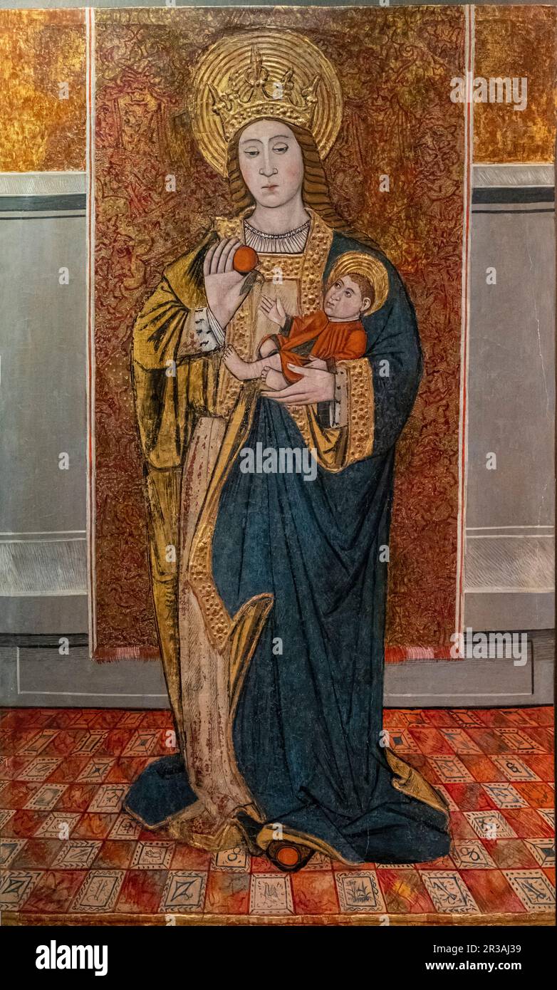 altarpiece of the virgin with the child, 15th century, oil on panel ...