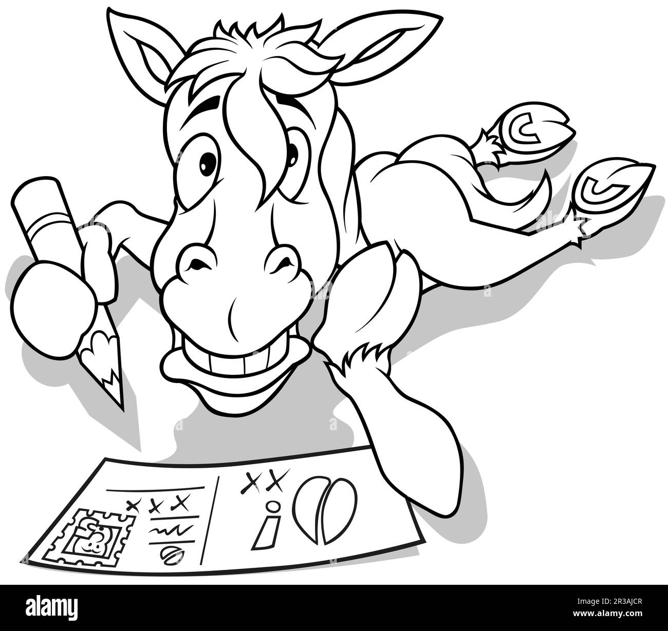 Drawing of a Lying Horse Writing a Postcard Stock Vector Image & Art ...