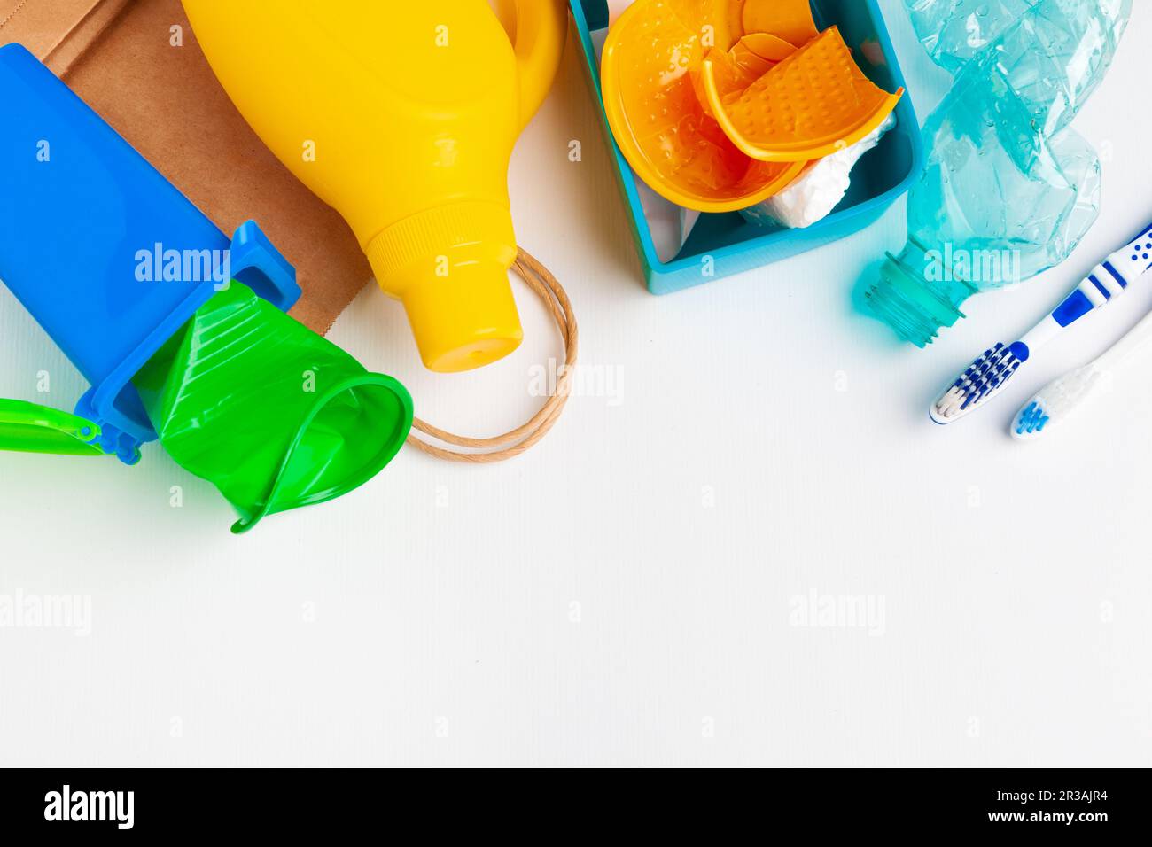Top view of Different garbage materials with recycling Stock Photo - Alamy
