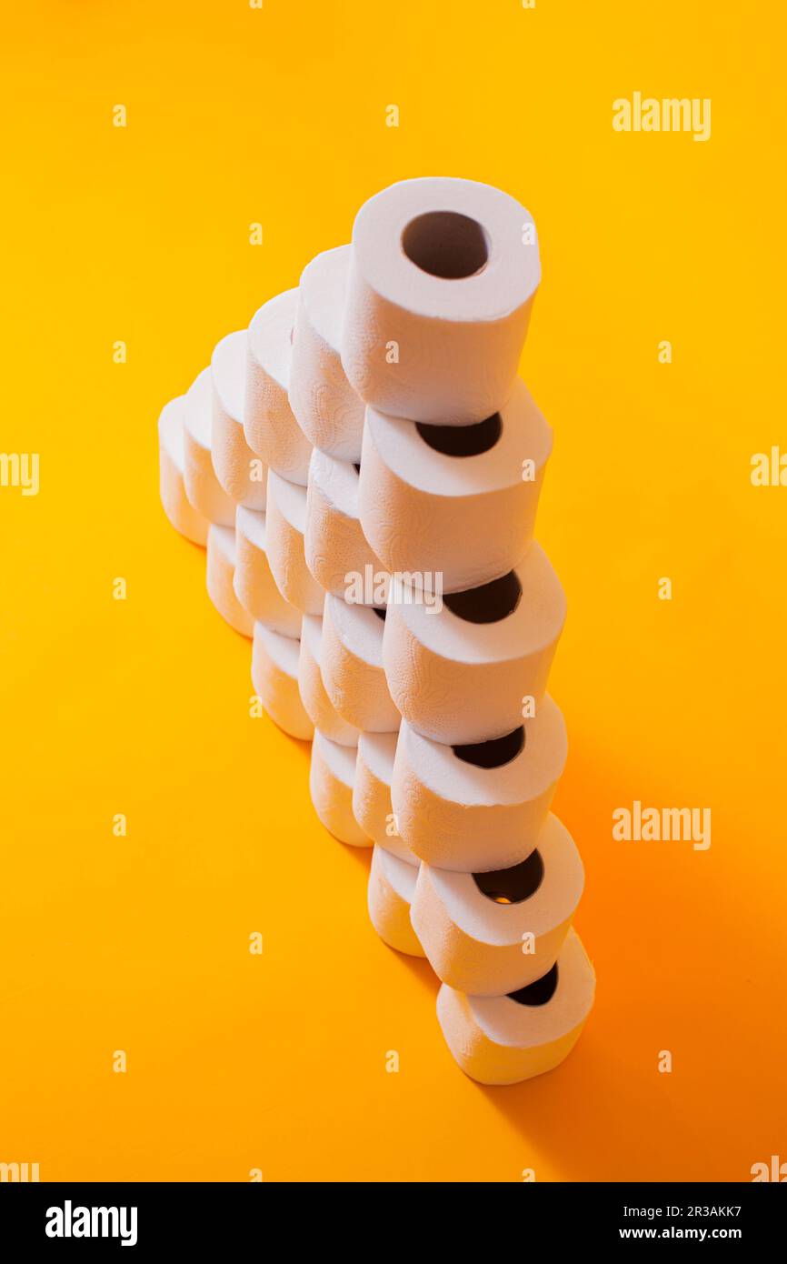 Abstract concept with toilet paper pyramid during quarantine Stock ...