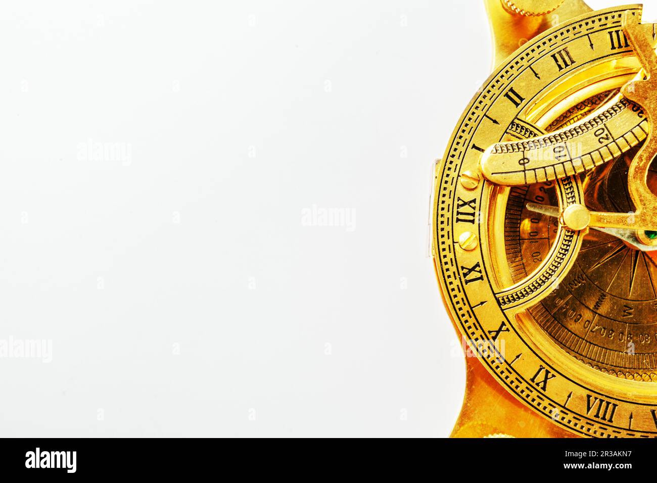 Antique golden compass isolated on white background Stock Photo - Alamy
