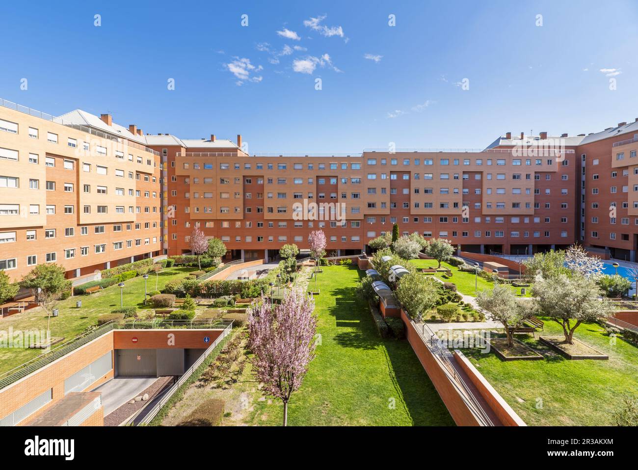 Interior facade of a residential complex with common areas with ...