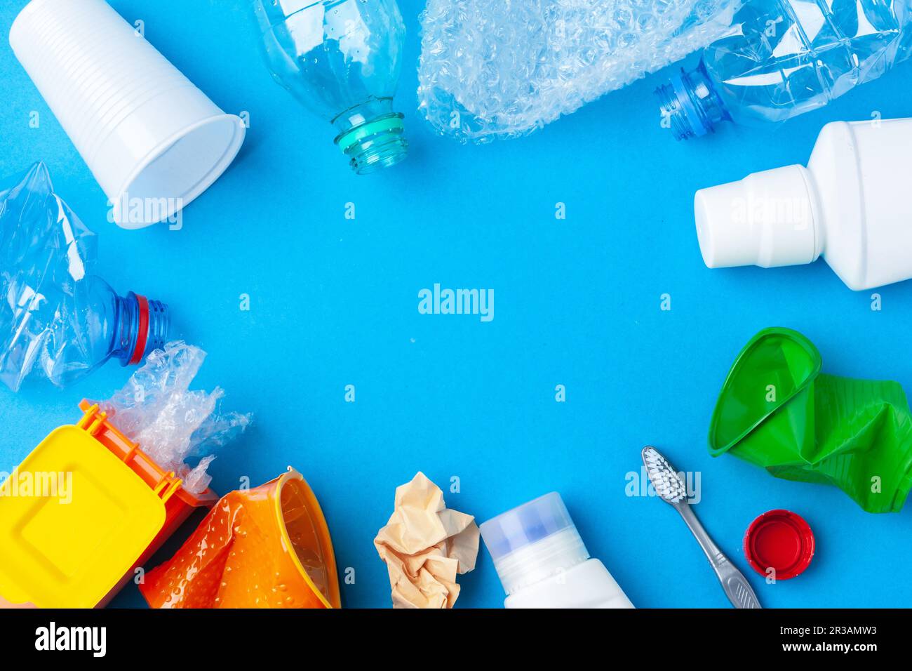 Environmental conservation concept - garbage prepared for recycling ...